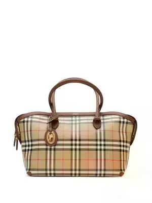 Burberry Small Check Zip Tote - Neutrals