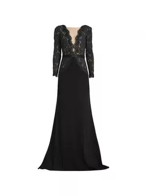 Tadashi Shoji Corwin Lace-panelled Belted Gown - Black