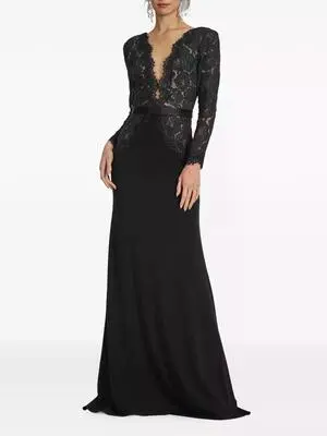Tadashi Shoji Corwin Lace-panelled Belted Gown