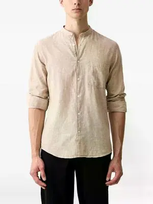 LINDBERGH Mandarin-collar Chest-pocket Shirt - Neutrals