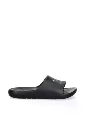 Armani Exchange Logo-print Slides - Black
