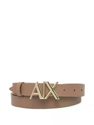 Armani Exchange Ax Logo-buckle Leather Belt - Brown