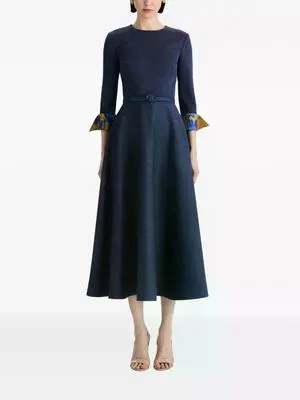 Oscar De La Renta Peony Cuff Wool Midi Dress