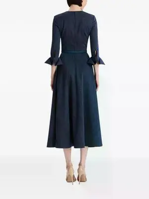 Oscar De La Renta Peony Cuff Wool Midi Dress