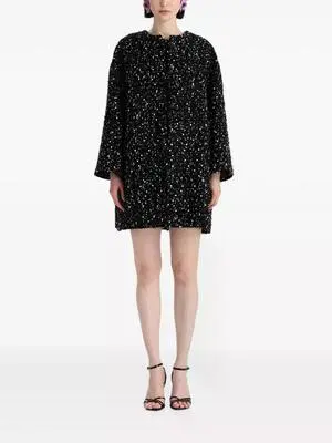 Oscar De La Renta Sequin-embellished Tweed Single-breasted Coat