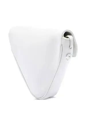 Celine Smooth Calfskin Logo Triangle Crossbody Bag - White