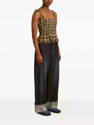 DAMSON MADDER Ruffled Shirred Cami Top - Brown
