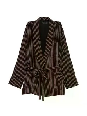 ANN DEMEULEMEESTER Striped Belted Jacket - Black