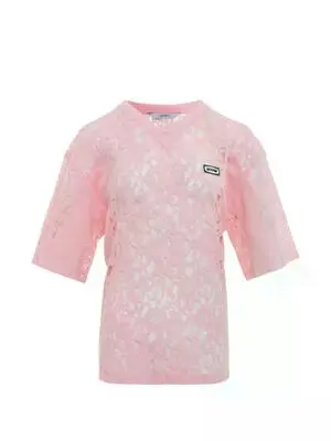 PUSHBUTTON Lace-panelled T-shirt - Pink