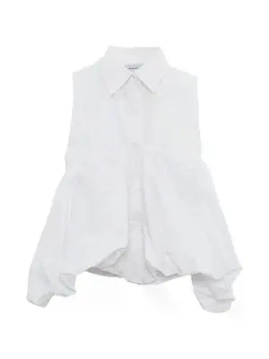 PUSHBUTTON Sleeveless Gathered Blouse - White