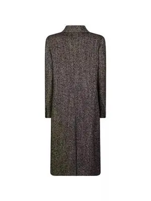 Tagliatore Single-breasted Tweed Coat - Brown