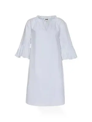 CLUB21 Ruffled-sleeve V-neck Mini Dress - White