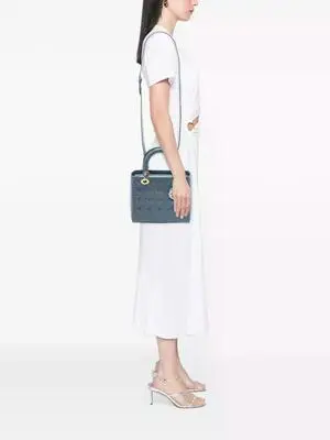 Dior 2019 Medium Patent Cannage Lady Satchel - Blue