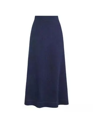 Oscar De La Renta Logo-patch A-line Midi Skirt - Blue