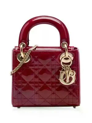 Dior 2017 Mini Patent Cannage Lady Satchel - Red