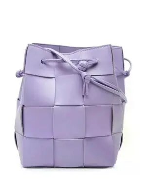 Bottega Veneta Small Nappa Maxi Intrecciato Cassette Bucket Bag - Purple