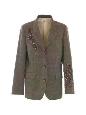 Liu Jo Blazer Prince Of Wales Check With Rhinestones Tartan - Brown