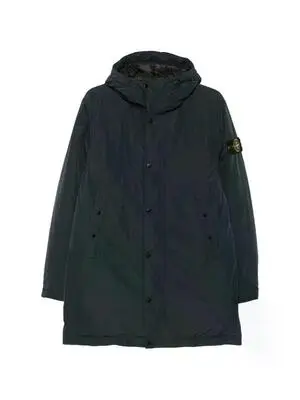 Stone Island Logo Patch Hooded Jacket - Blue