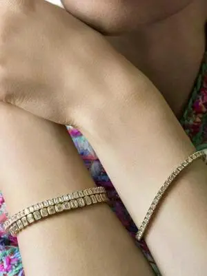 WITH LOVE 14k Yellow Diamond Tennis Bracelet
