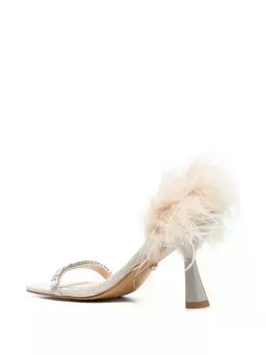 TWENTY FOURHAITCH Feather-trim Crystal-embellished Sandals