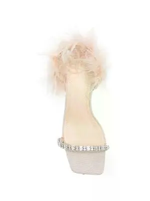 TWENTY FOURHAITCH Feather-trim Crystal-embellished Sandals