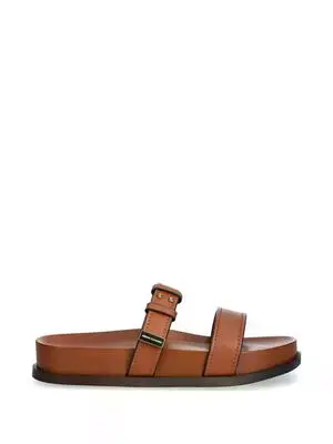 Armani Exchange Buckle-detail Leather Slides - Neutrals