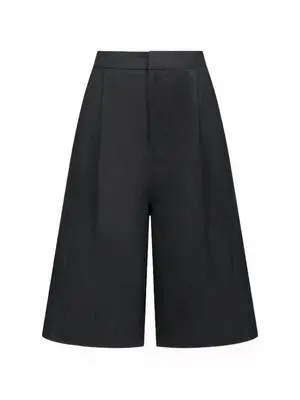 AMOMENTO Double-tuck Wide-leg Shorts - Black