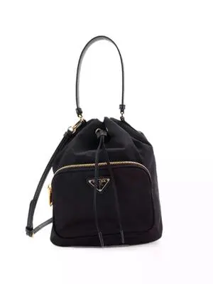 Prada Drawstring Tessuto Small Bucket Bag - Black