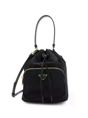 Prada Drawstring Tessuto Small Bucket Bag - Black
