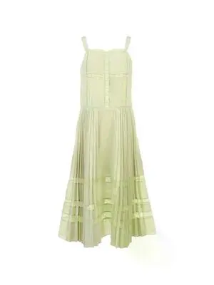 3.1 Phillip Lim Lace-trim Pleated Midi Dress - Green