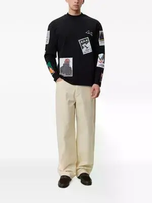 LES DEUX Stamp-print Sweater - Black