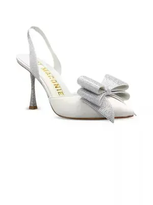 KAT MACONIE Crystal-embellished Bow Slingback Pumps - White
