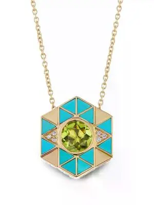 Harwell Godfrey 18k Yellow Evil Eye Peridot And Diamond Necklace