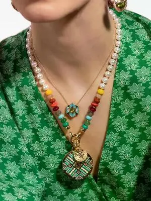 Harwell Godfrey 18k Yellow Evil Eye Peridot And Diamond Necklace