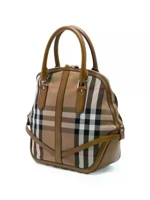 Burberry 2000-2017 Medium House Check Canvas Bridle Owl Orchard Handbag