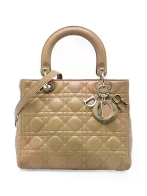 Dior 2012 Medium Lambskin Cannage Lady Satchel - Neutrals