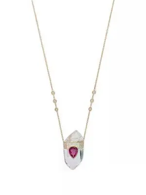 Jacquie Aiche Tear Quartz And Tourmaline Necklace - Gold