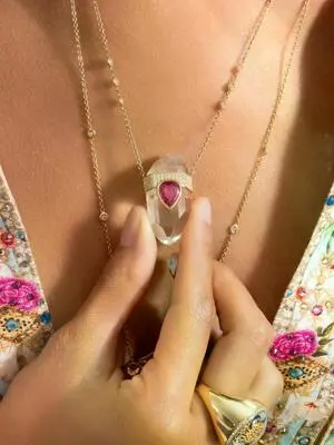 Jacquie Aiche Tear Quartz And Tourmaline Necklace