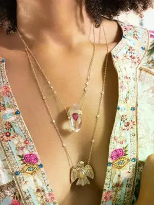 Jacquie Aiche Tear Quartz And Tourmaline Necklace