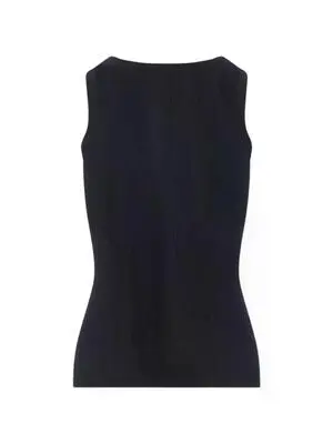 Miu Miu Logo-embroidered Ribbed-knit Top