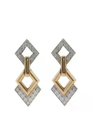 David Webb Diamond Double-drop Earrings - Gold