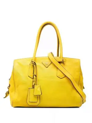 Prada Vitello Daino Zip Top Satchel - Yellow