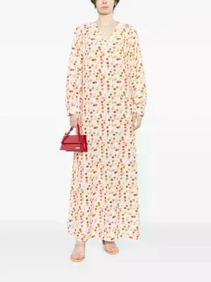 BAMBAH Polka-dot Brushstroke-print V-neck Maxi Dress
