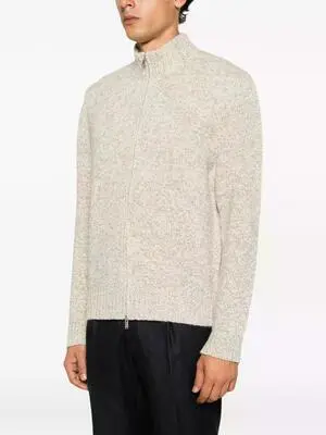 LARDINI Zip-up Marl-knit Sweater