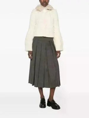 Sacai Cable-knit Faux-fur-trim Cardigan