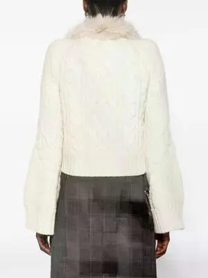 Sacai Cable-knit Faux-fur-trim Cardigan