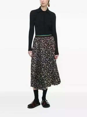 Plan C Abstract-print Pleated Midi Skirt