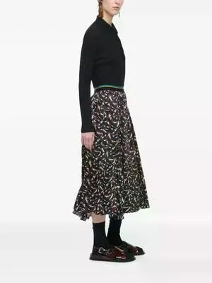 Plan C Abstract-print Pleated Midi Skirt