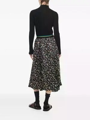 Plan C Abstract-print Pleated Midi Skirt