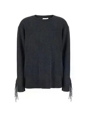 P.a.r.o.s.h Fringe-detail Cashmere Sweater - Grey